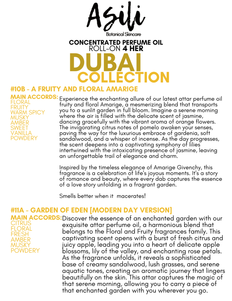 Dubai Collection- Perfume OILS 4 HER – Asili Botanics